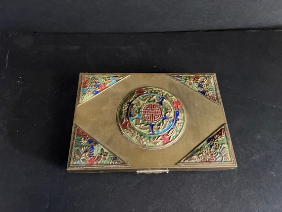 Antique Chinese Brass Enameled Box, Lucky Chinese Bra… - Gem