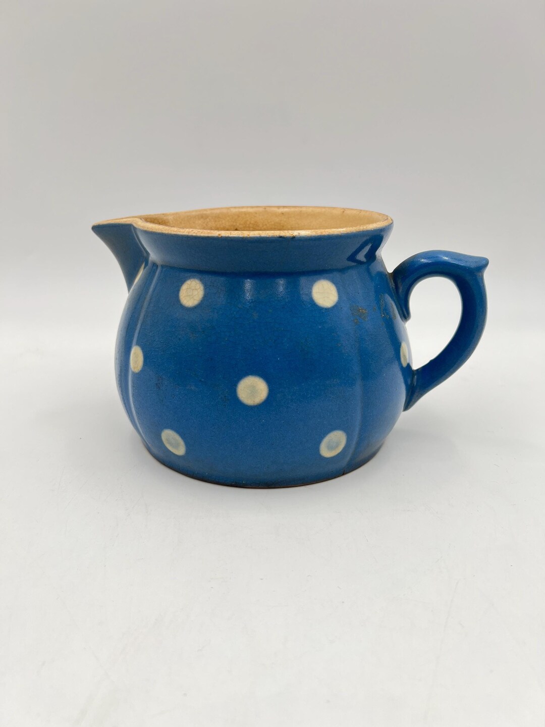 Antique Ceramic German Blue Polka Dot Milk Pot, Antique Yellowware ...