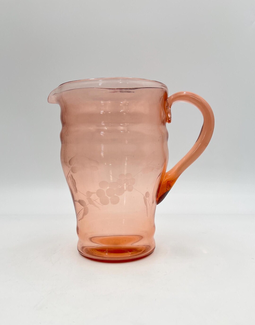 Vintage Cambridge Pink Glass Water Pitcher: Diamond Optic Etched Orchid ...