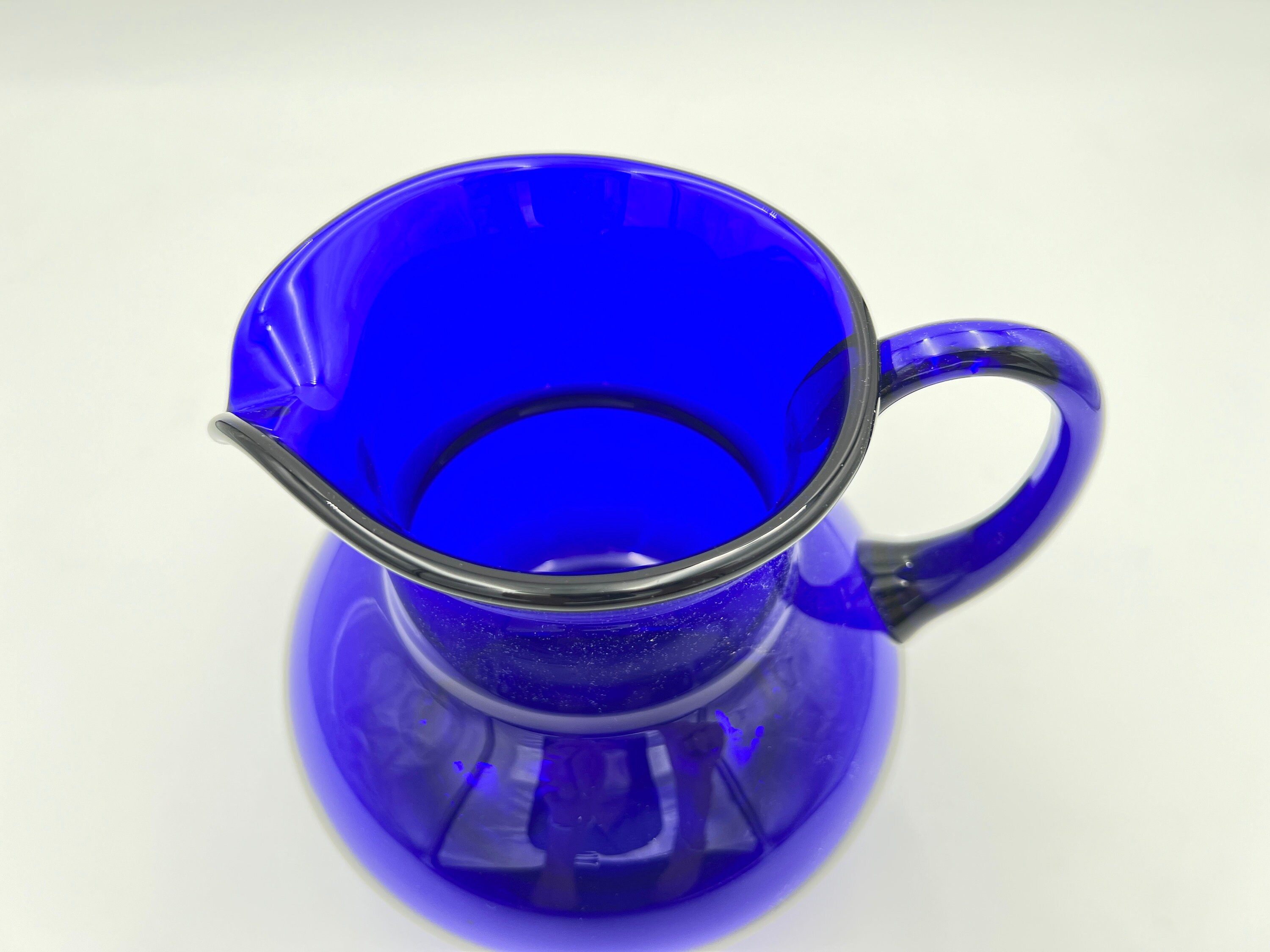 Regency Cobalt Blue Hand Blown Glass Pitcher, Vintage Hand Blown Cobalt ...