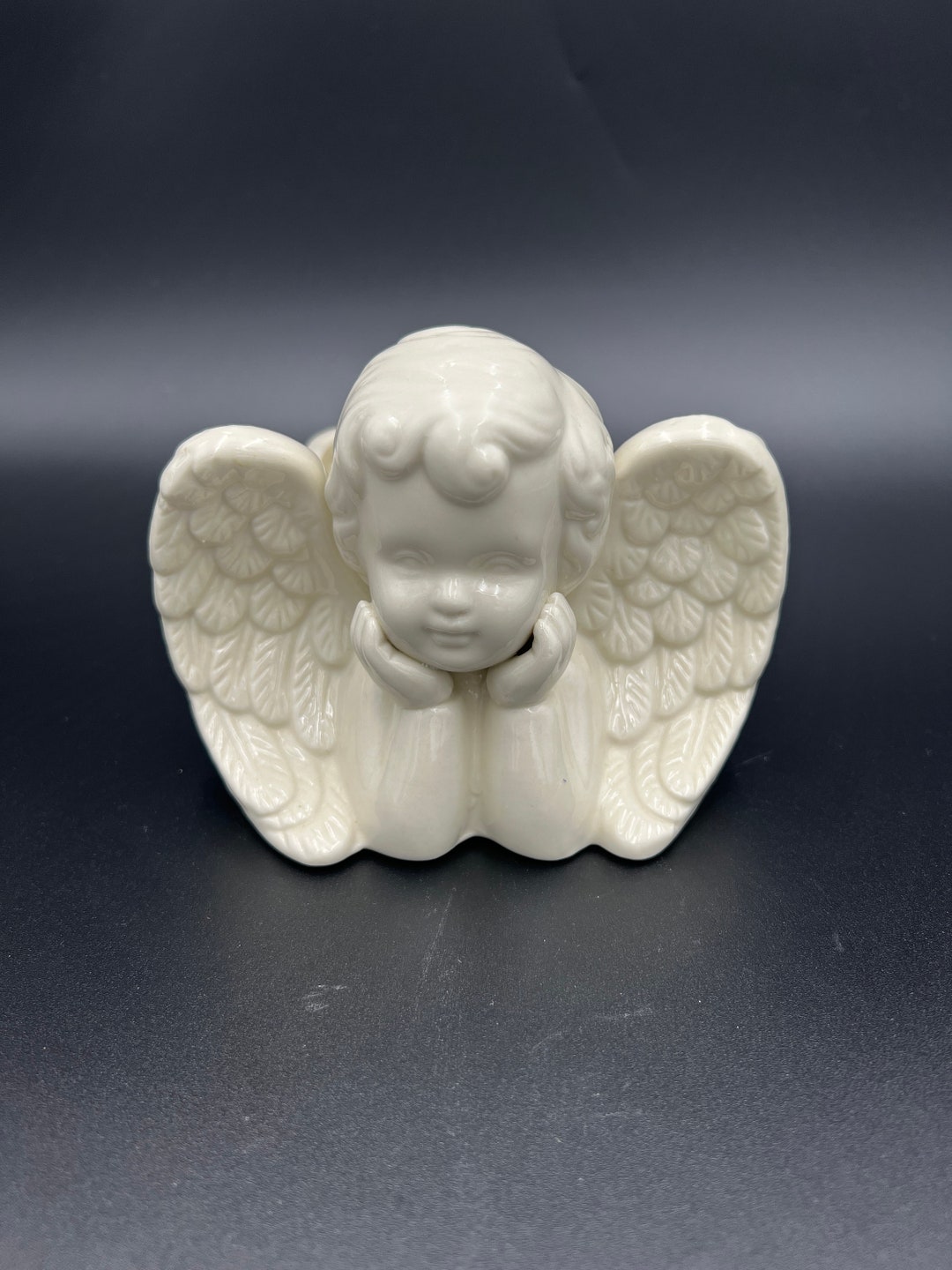 Vintage White USA Pottery Angel Planter, Vintage White Angel Ceramic ...