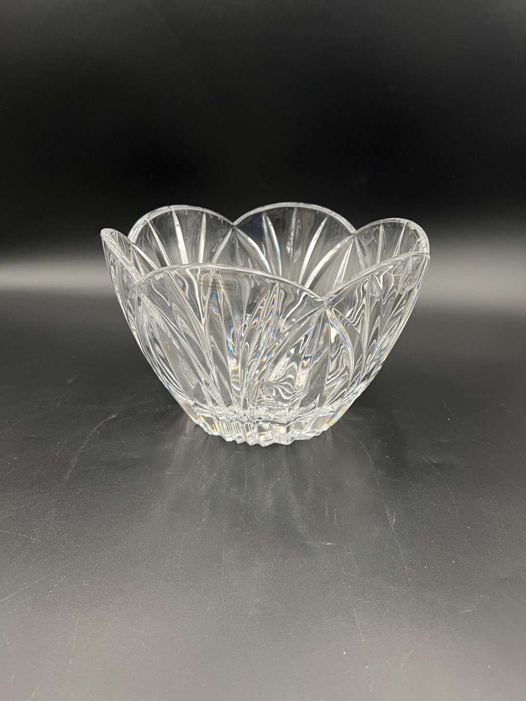 Vintage Block Lead Crystal Tulip Console Bowl, Large Block Poland Lead ...