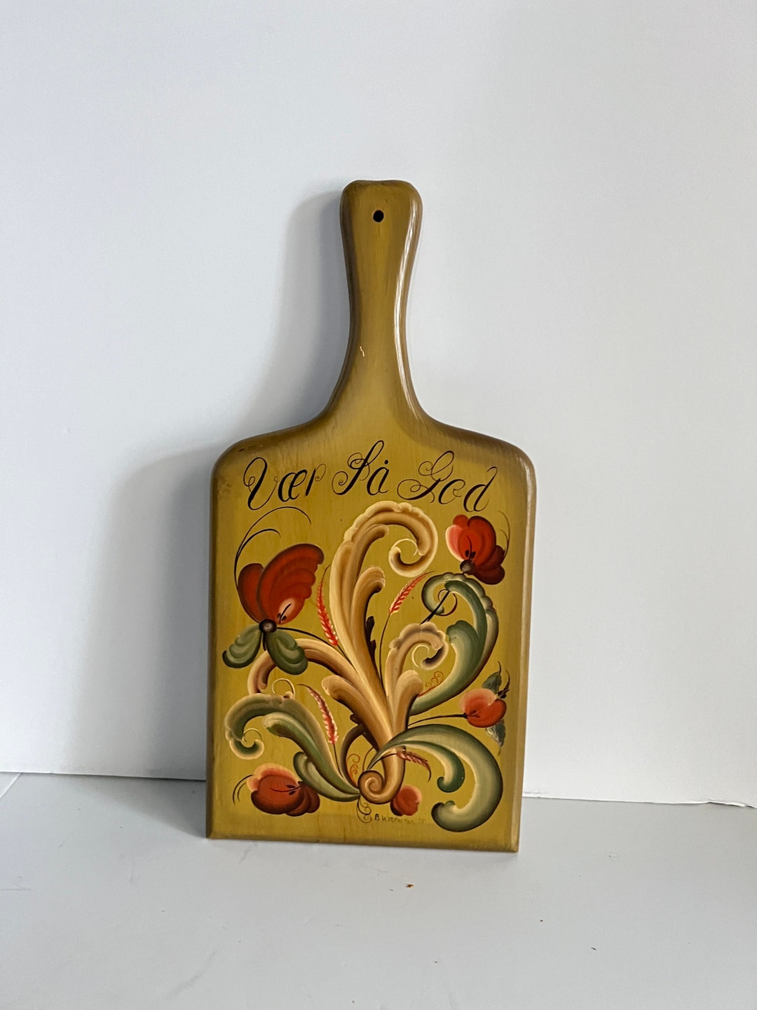 Vintage Tole Painted Swedish Cutting Board, Mid Century Tole Painted ...