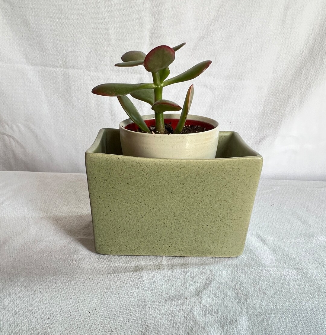 Vintage Haeger Pottery Planter, Rectangle Haeger Ceramic Planter, Green ...