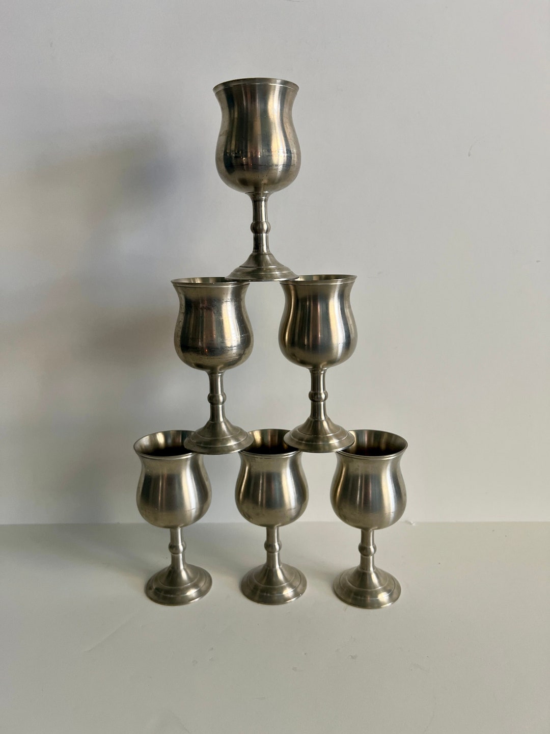 Vintage Pewter Goblets Set of 6, British Pewter Craftsmen Pewter Goblet ...