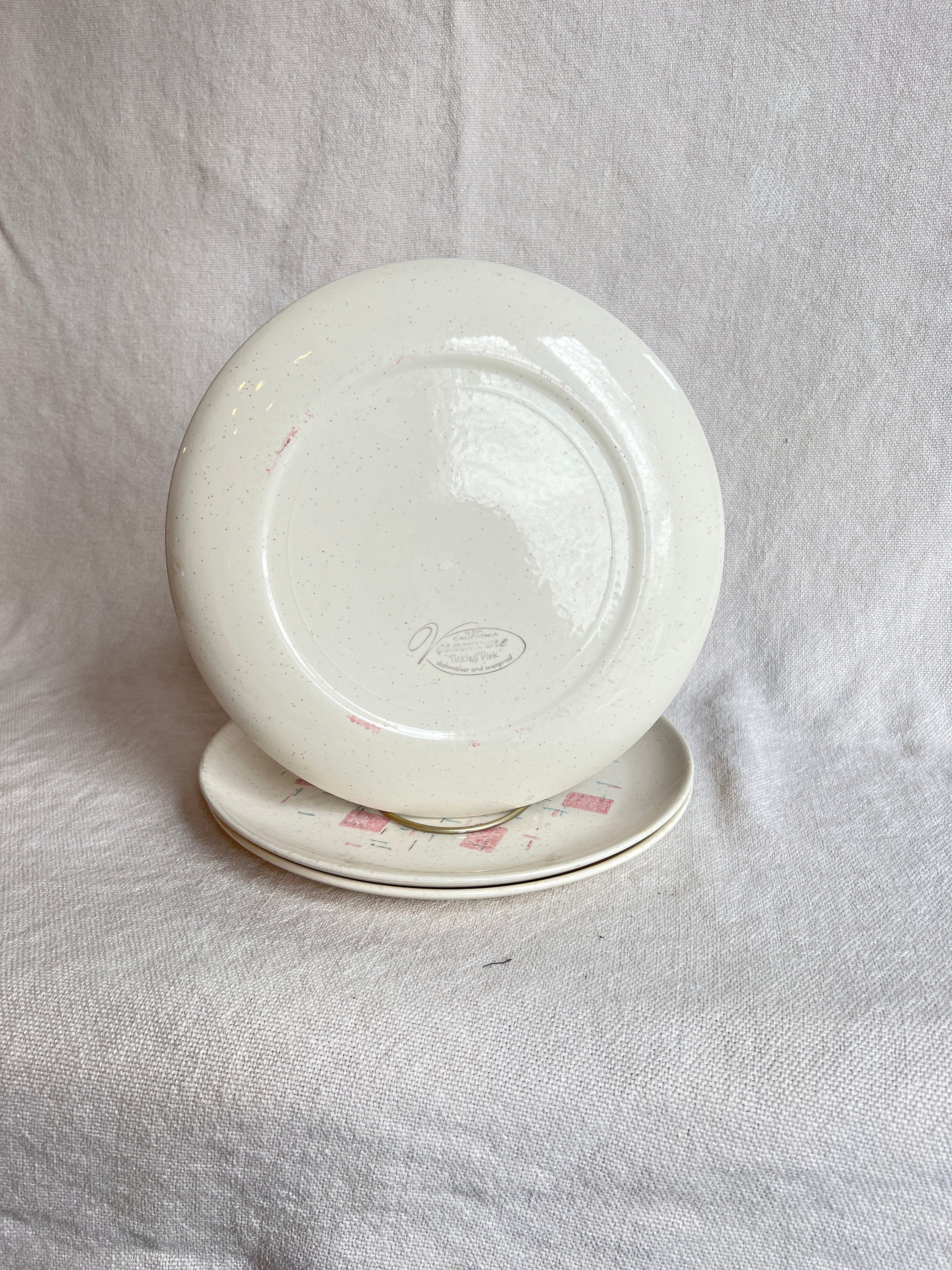 Vernonware Tickled Pink Dinner Plates, Vintage USA California Plates ...