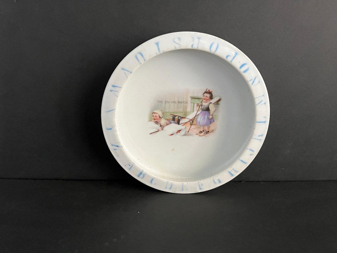 Antique Three Crowns German Porcelain Childs Plate, Vintage Porcelain ...