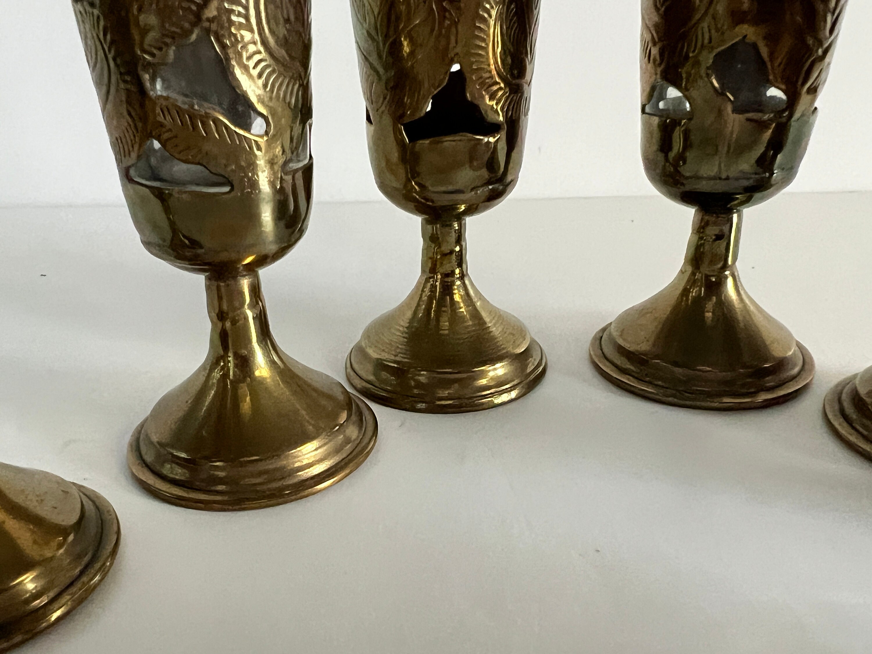 Vintage Brass Tequila Shooter Set of 6, Vintage Brass Shot Glass Set ...