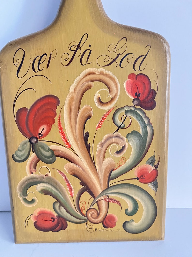 Vintage Tole Painted Swedish Cutting Board, Mid Century Tole Painted ...