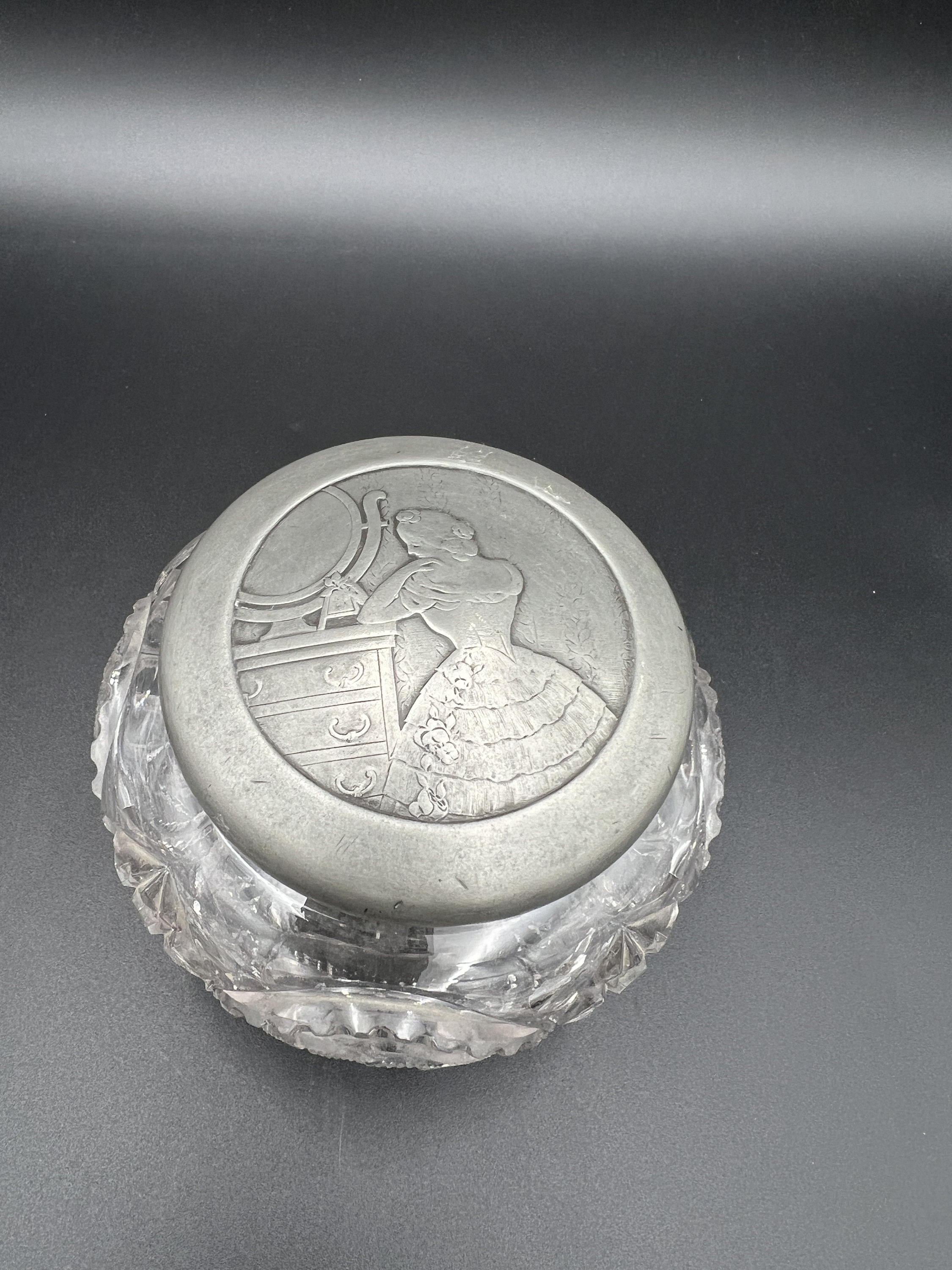 Victorian Vanity Powder Jar, EAPG Heavy Glass Powder Vanity Jar With ...