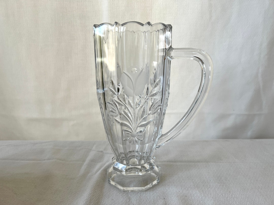 Vintage Crystal Pitcher, Vintage Etched Crystal Pitcher, Hand Cut ...