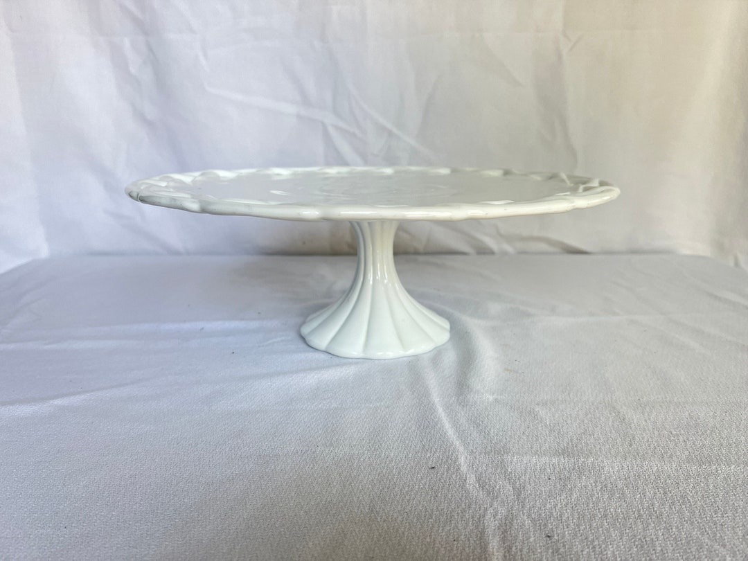Pitman Dreitzer Milk Glass Pedestal Cake Stand Colony Lace - Etsy