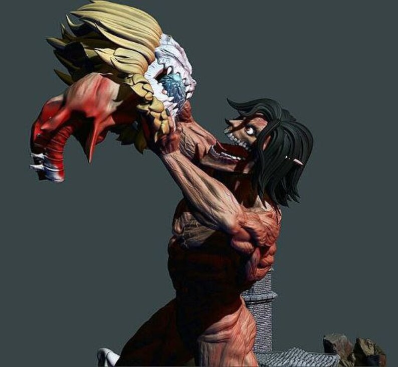 Eren Jaeger AOT Attack on Titan Rogue Titan Diorama STL File for Sla ...