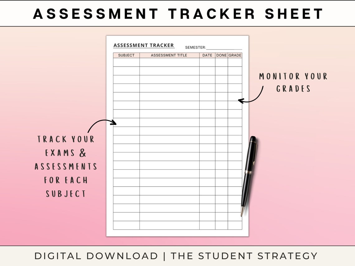 Simple Assessment Tracker Sheet | Printable Exam Schedule for Students ...