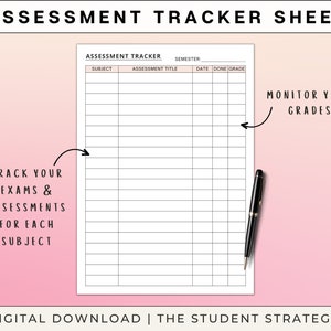 Simple Assessment Tracker Sheet | Printable Exam Schedule for Students ...