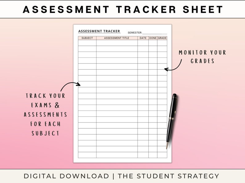 Simple Assessment Tracker Sheet | Printable Exam Schedule for Students ...