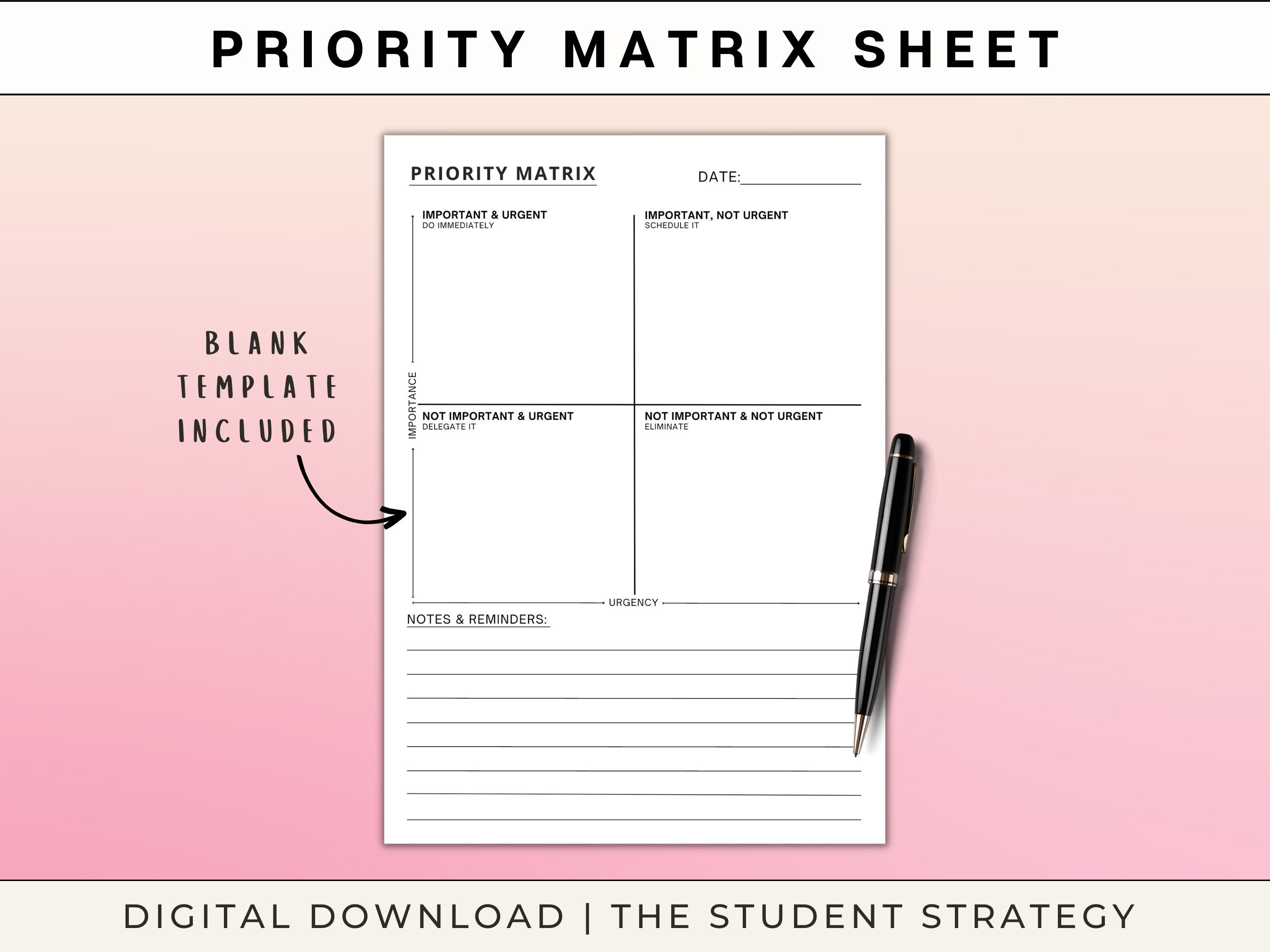 Eisenhower Matrix | Task Priority Matrix Template | Printable Priority ...
