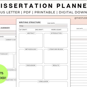 Simple Dissertation Planner Dissertation Writing Plan for Students ...