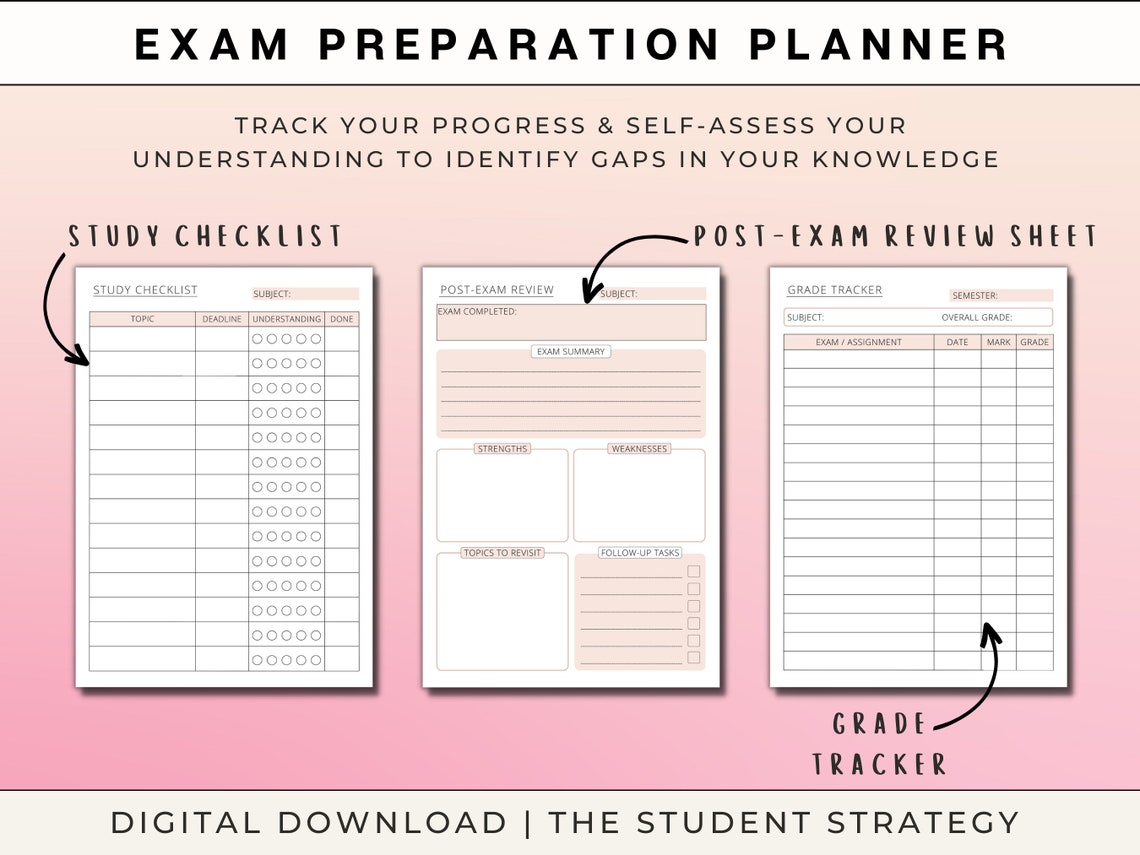 Student Exam Prep Planner Printable Exam Study Template - Etsy UK