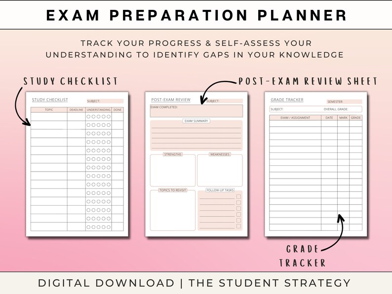 Student Exam Prep Planner Printable Exam Study Template - Etsy UK