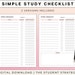 Simple Study Checklist for Students Printable Revision Checklist ...