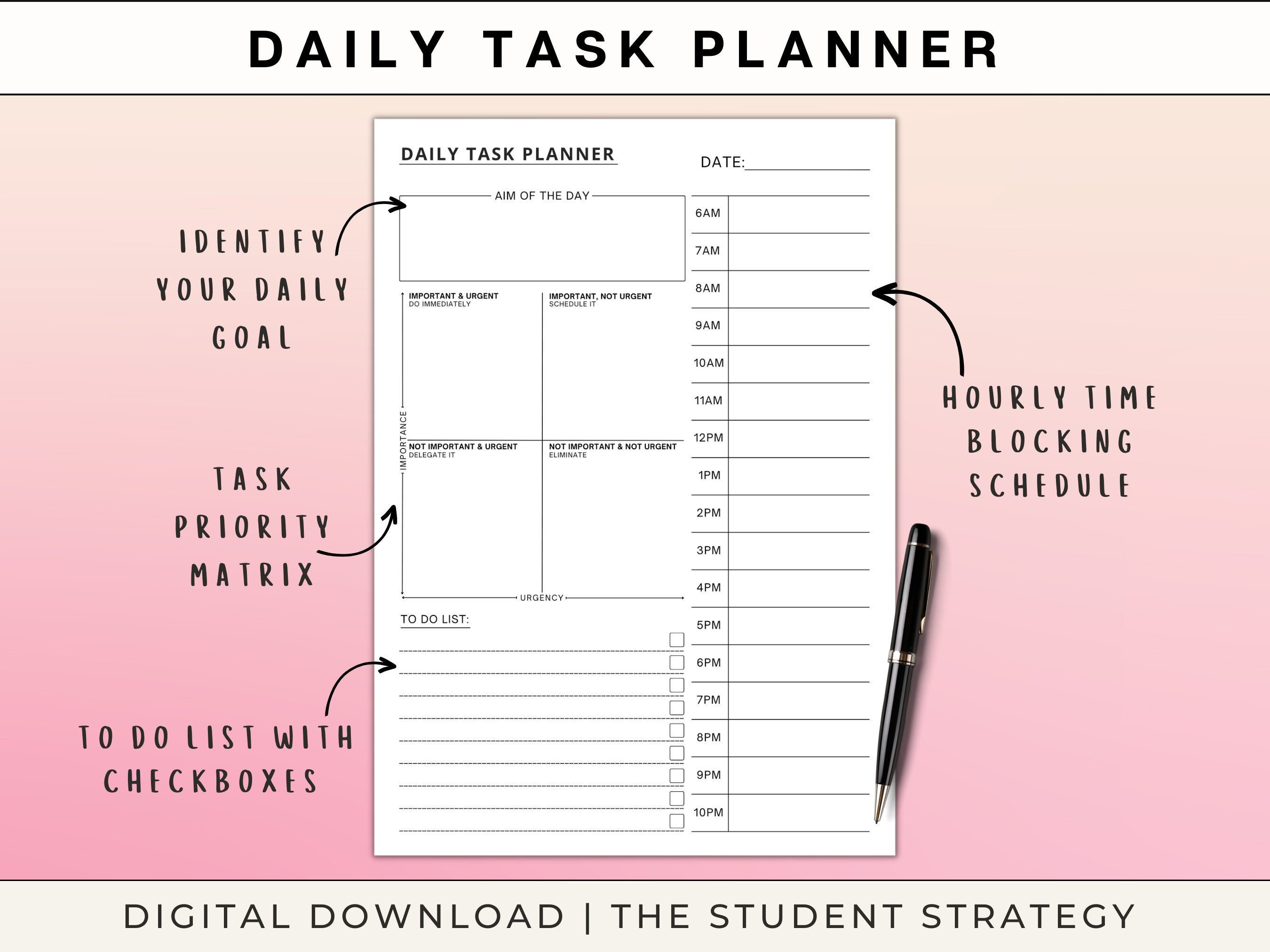 Task Priority Matrix Set | Daily & Weekly Priority Planner | Eisenhower ...