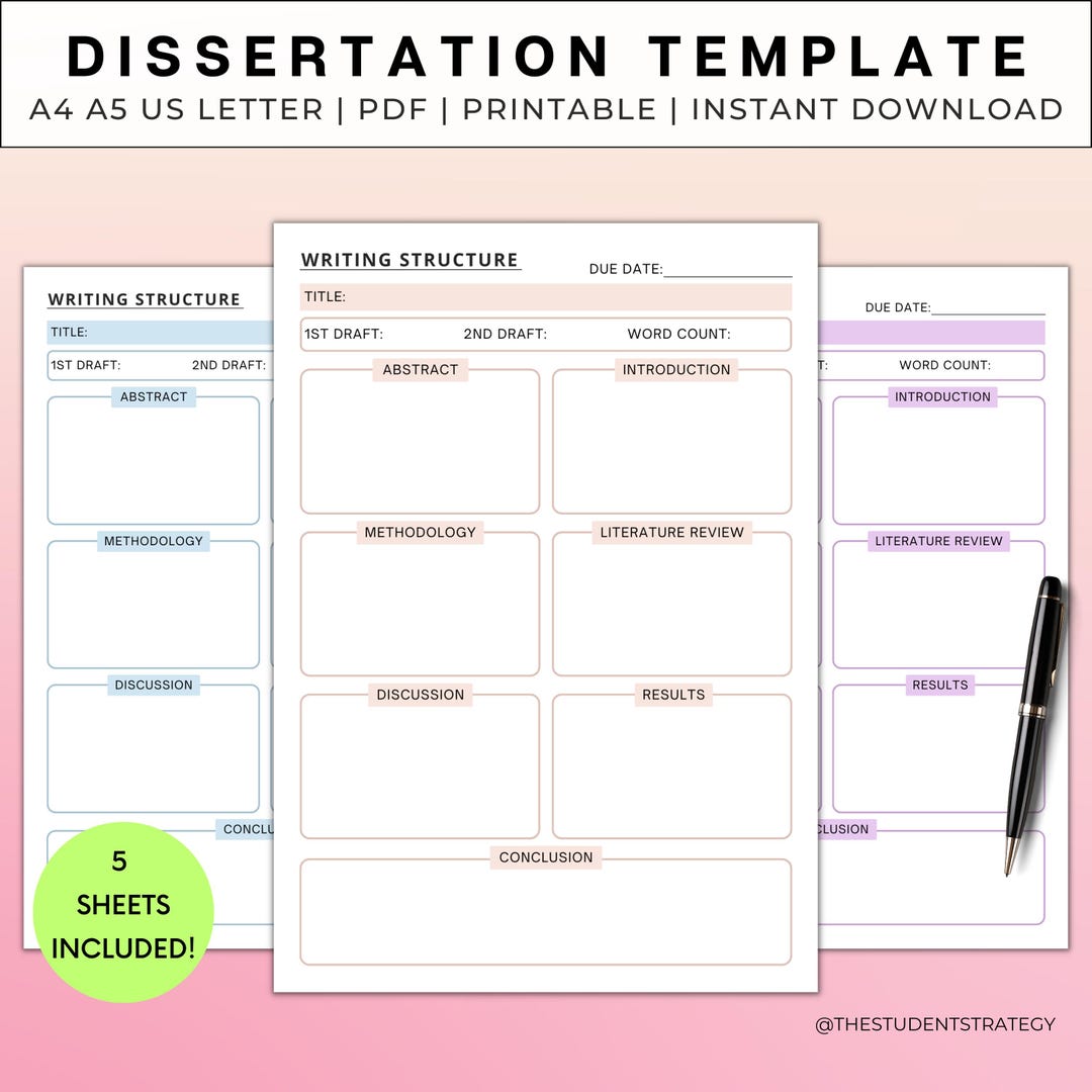 Simple Dissertation Writing Template | Dissertation Planner for ...