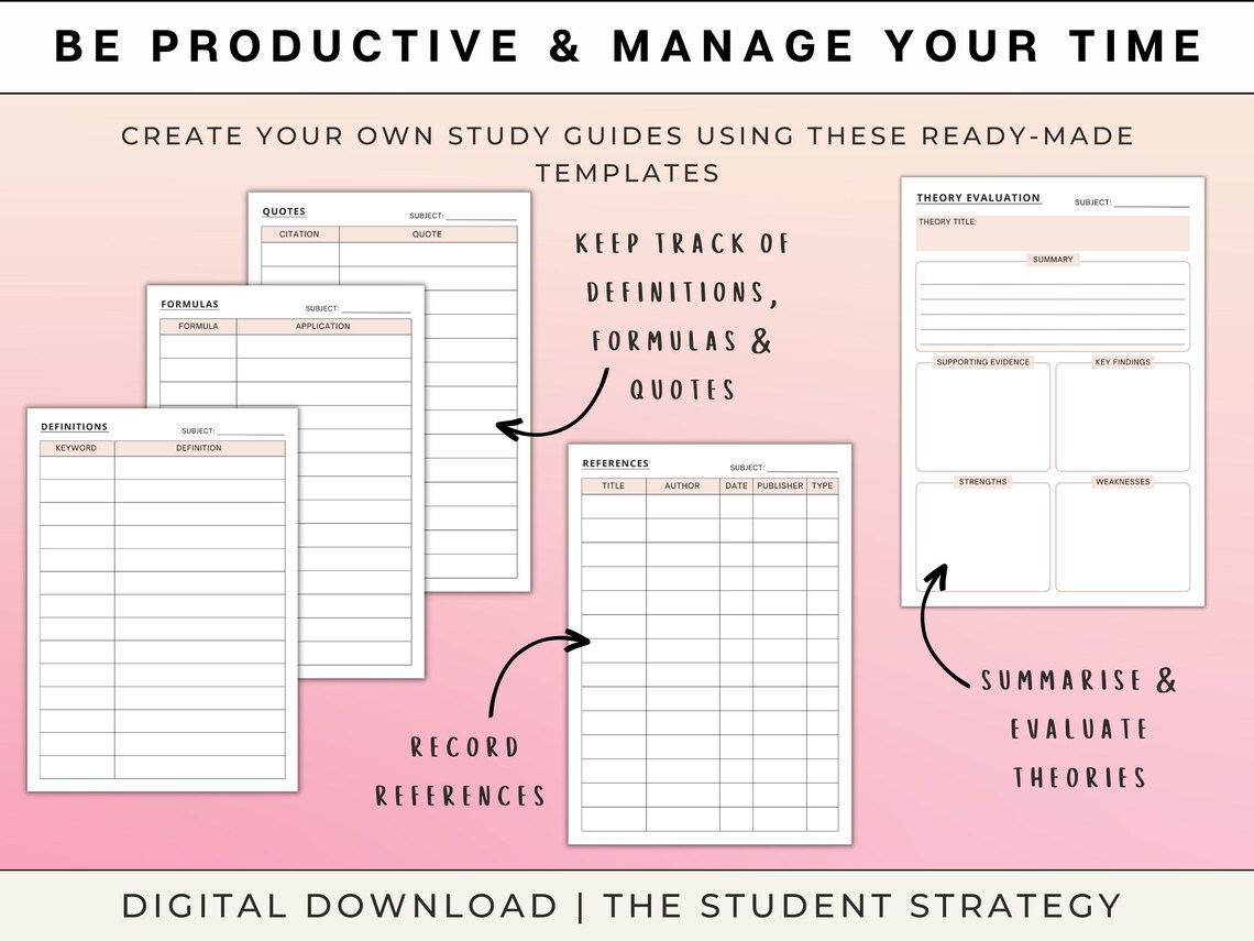 Student Exam Prep Planner Printable Exam Study Template College School ...