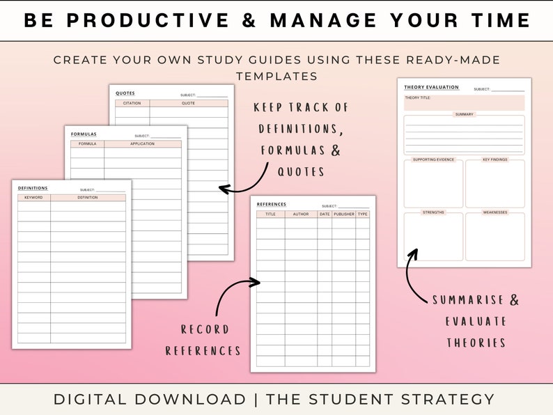 Student Exam Prep Planner | Printable Exam Study Template | College ...