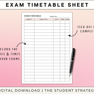 Simple Grade Tracker & Exam Timetable Set | Printable Grade Sheet ...
