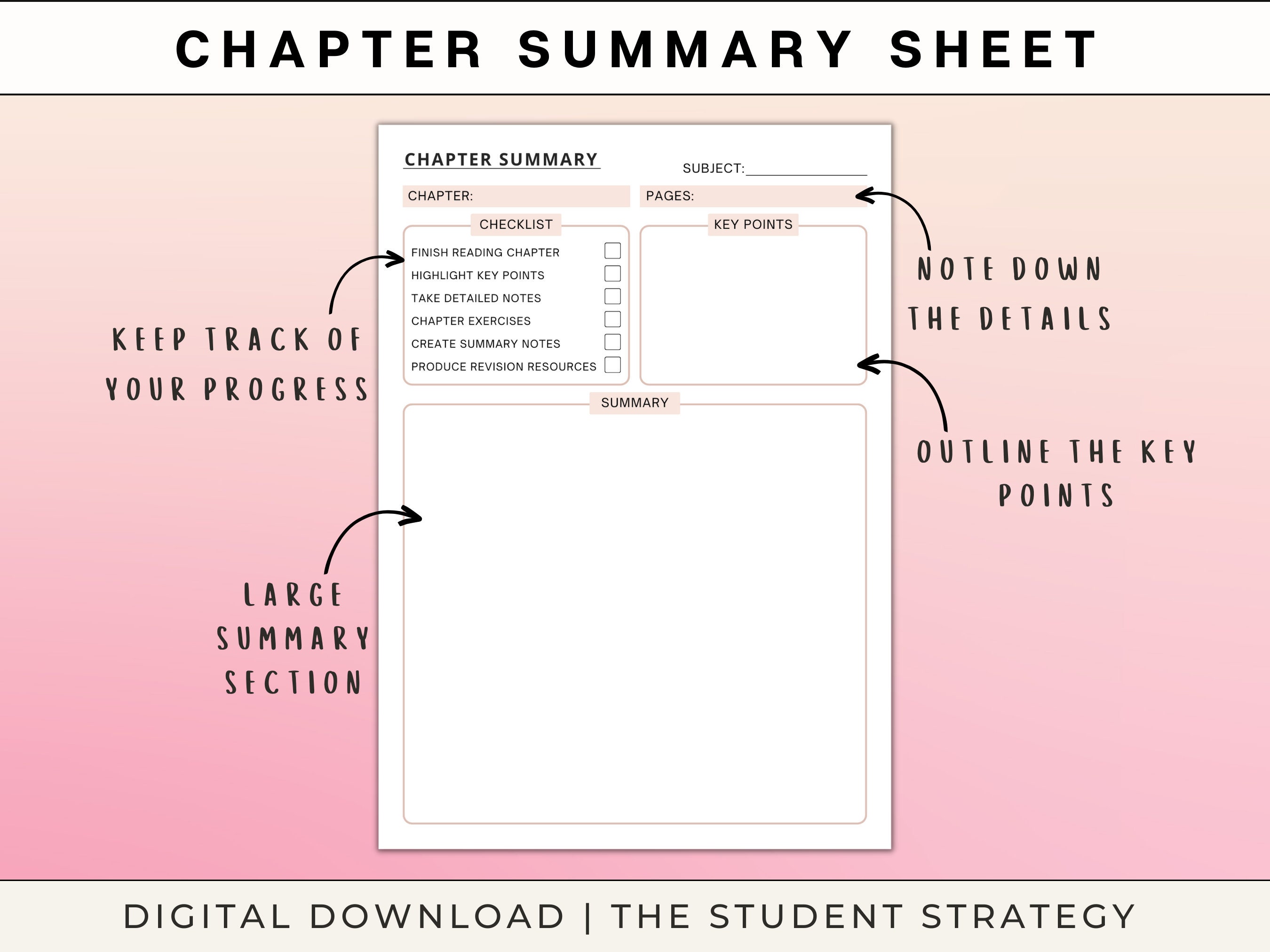 Summary Template Bundle for Students | Revision Sheets | Chapter ...