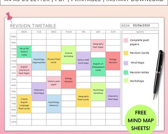Simple Revision Timetable | Study Planner | Printable Timetable ...