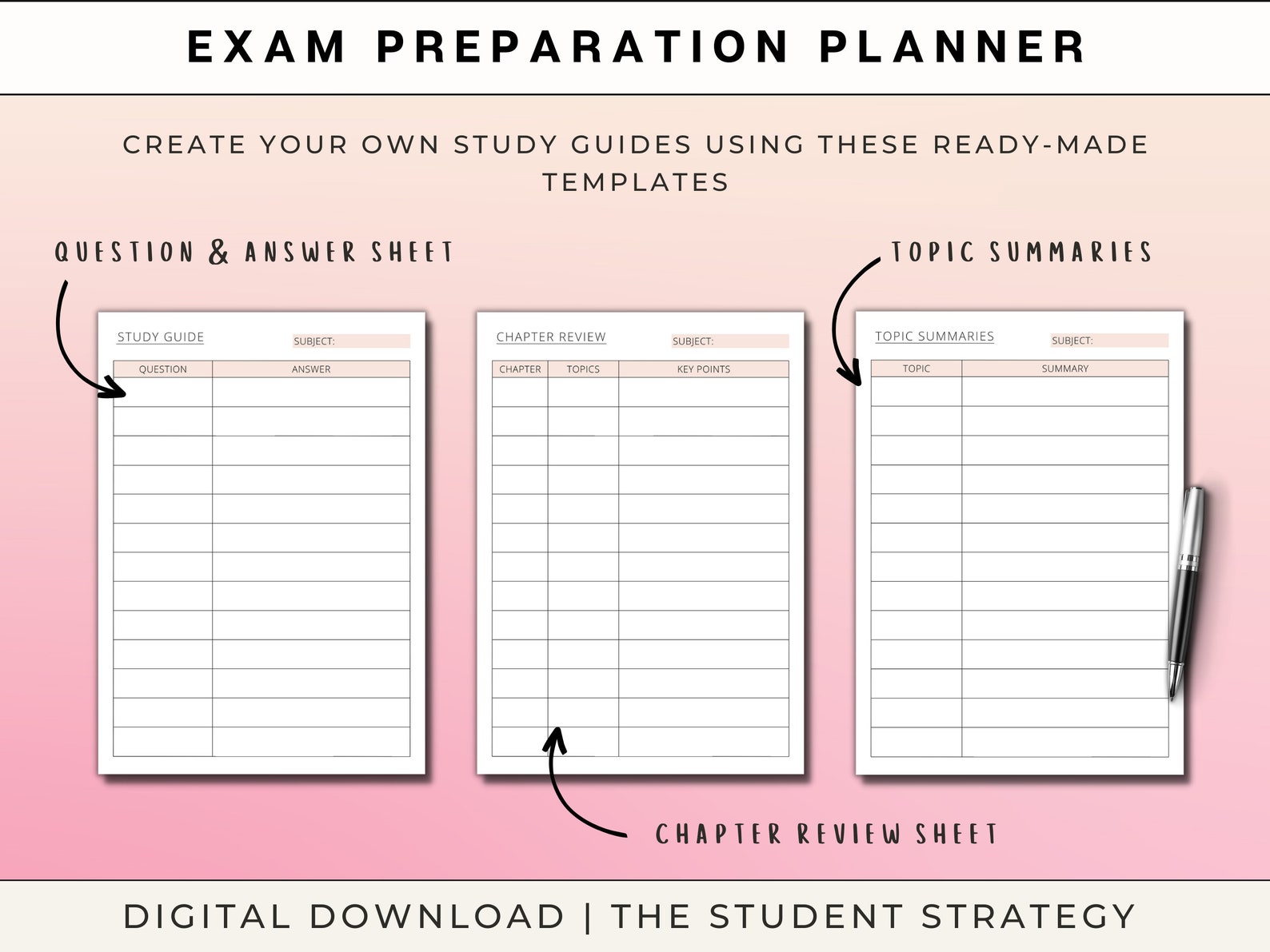 Student Exam Prep Planner Printable Exam Study Template - Etsy UK