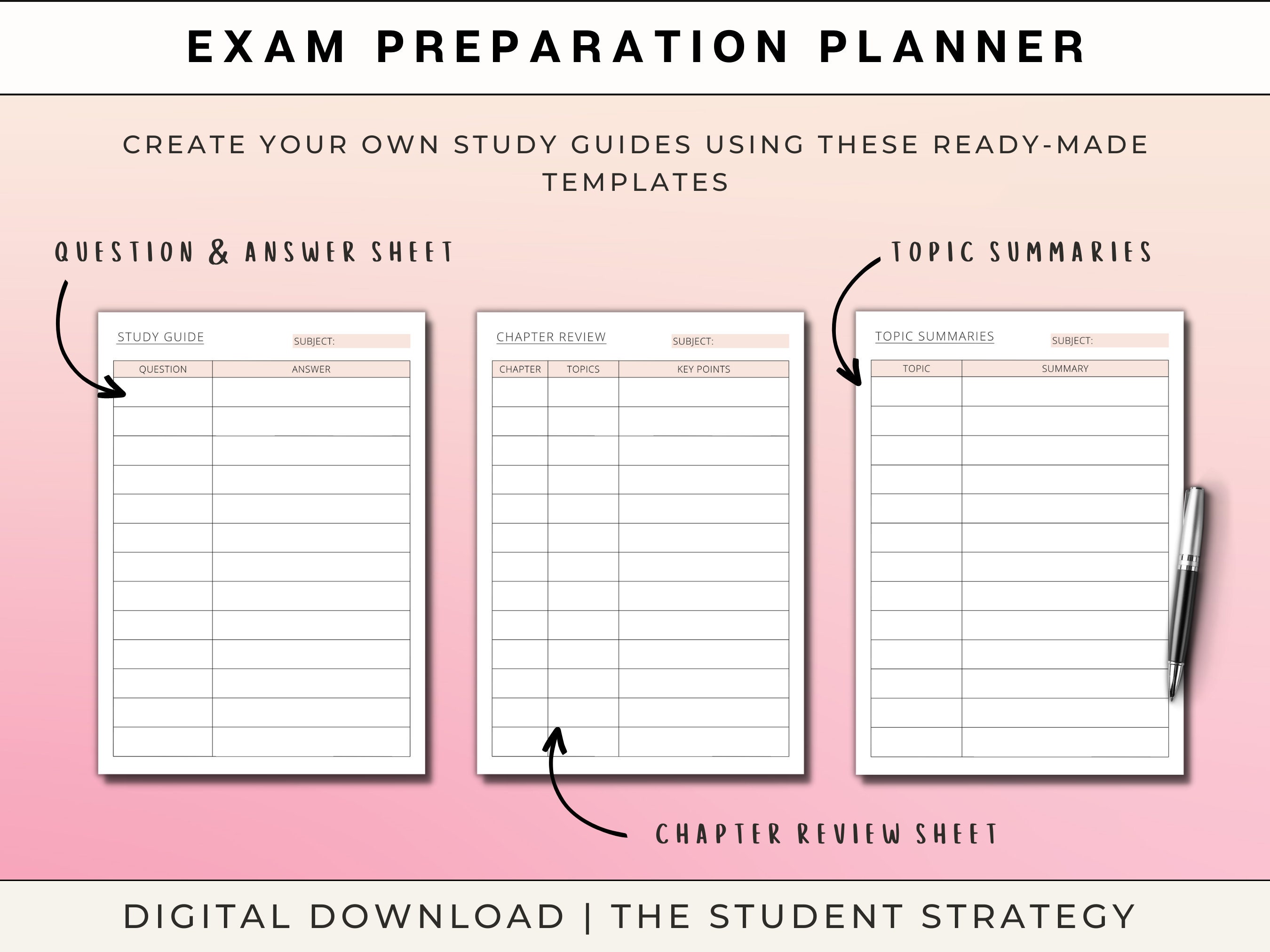 Student Exam Prep Planner Printable Exam Study Template - Etsy UK