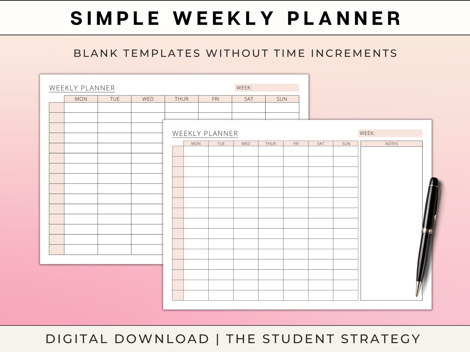 Simple Weekly Schedule Template Weekly Planner Printable Undated Weekly ...