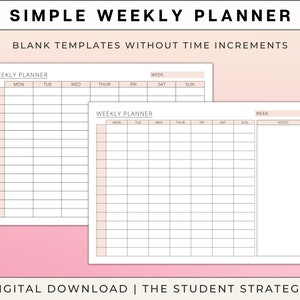 Simple Weekly Schedule Template | Weekly Planner Printable | Undated ...