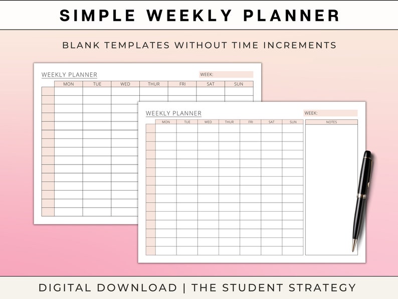 Simple Weekly Schedule Template Weekly Planner Printable Undated Weekly ...