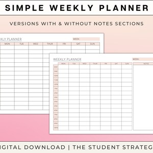 Simple Weekly Schedule Template | Weekly Planner Printable | Undated ...