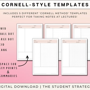 Lecture Notes Template Pack | Cornell Note-taking for Students | Dot ...