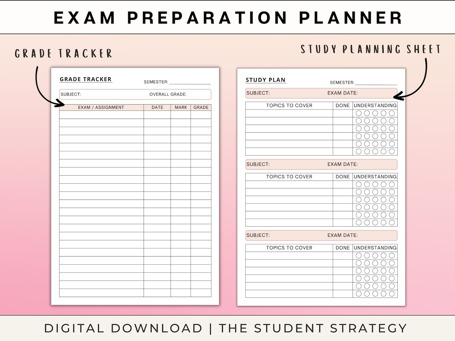 Simple Exam Prep Planner | Printable Exam Study Template | Revision ...