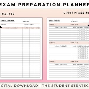 Simple Exam Prep Planner | Printable Exam Study Template | Revision ...