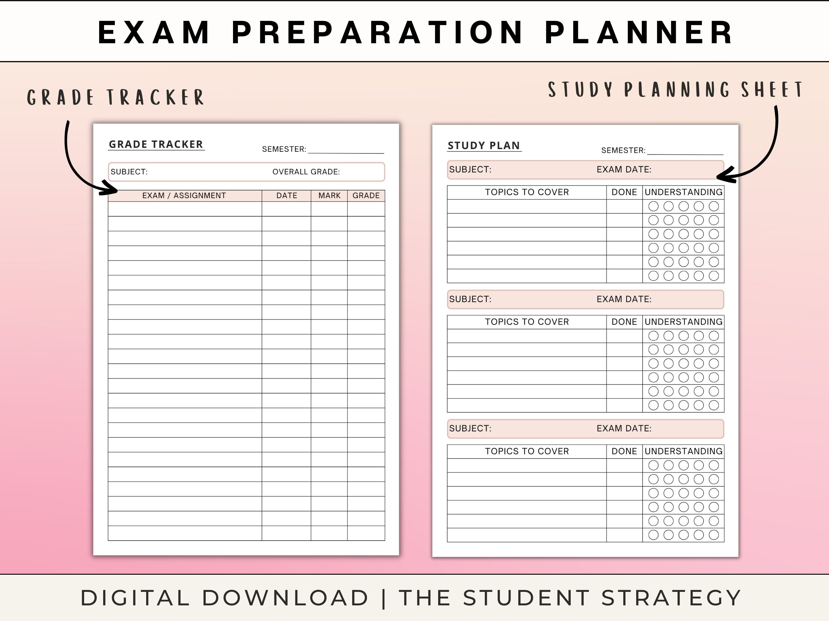 Simple Exam Prep Planner | Printable Exam Study Template | Revision ...