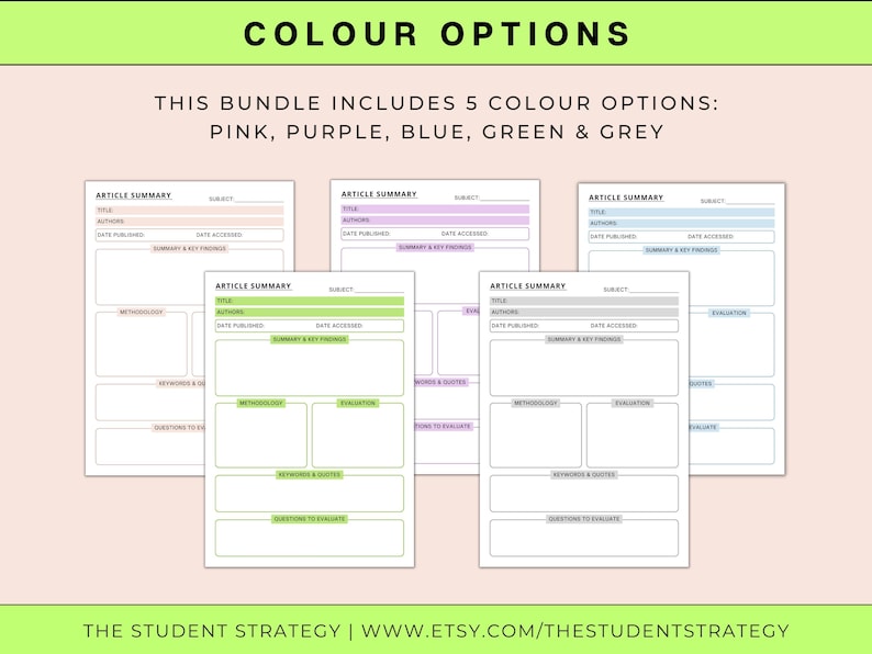 Article Summary & Reading Log Bundle | Printable Research Paper Summary ...