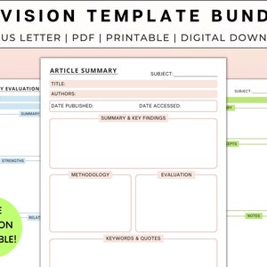 Revision Template Bundle Printable Revision Sheets for Students Exam ...