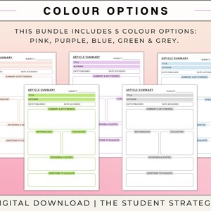 Article Summary & Reading Log Bundle | Printable Research Paper Summary ...