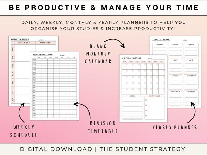 Student Exam Prep Planner | Printable Exam Study Template | College ...