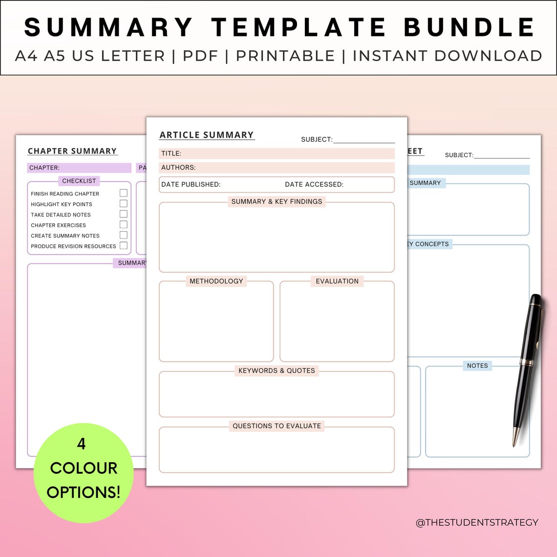 Summary Template Bundle for Students | Revision Sheets | Chapter ...