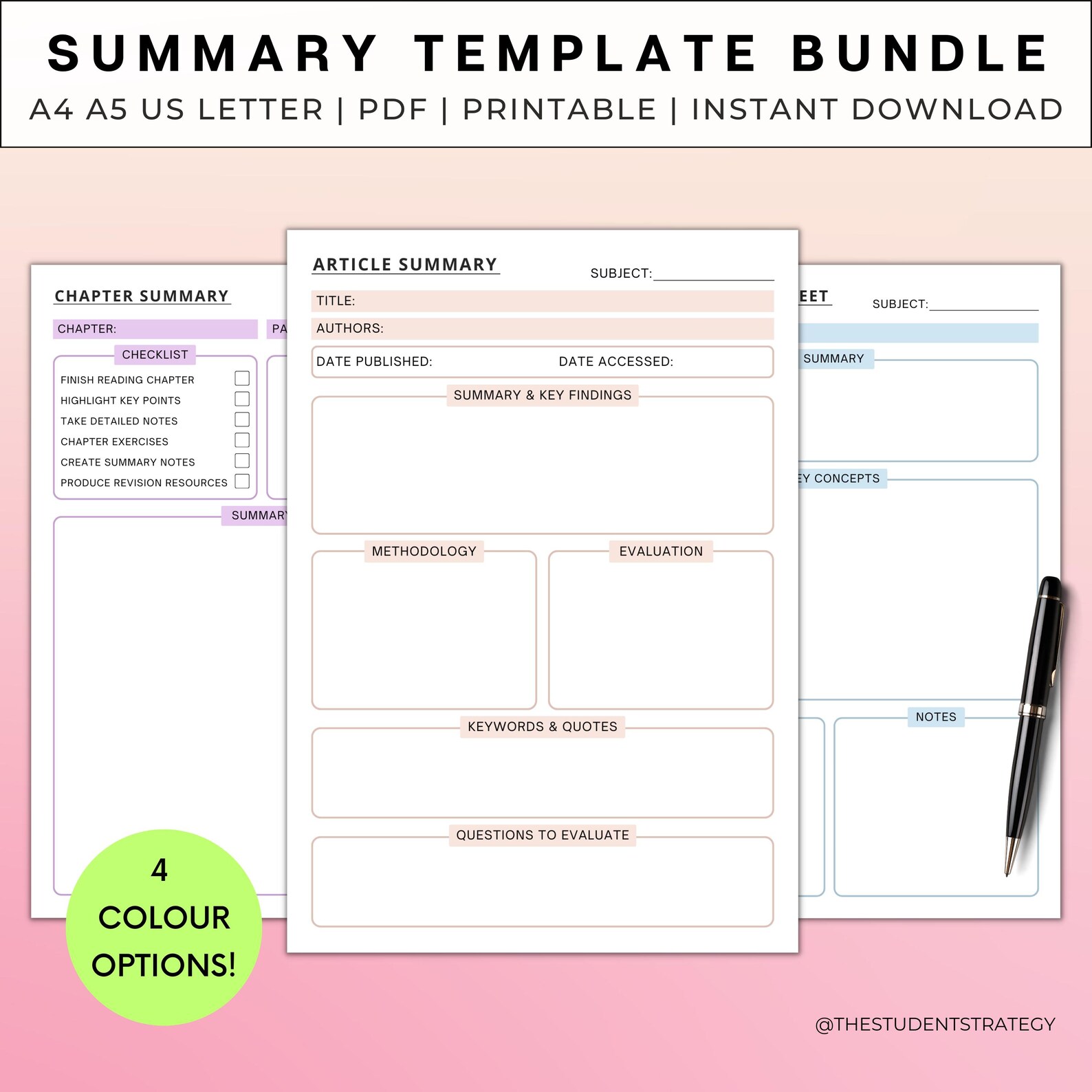 Summary Template Bundle for Students | Revision Sheets | Chapter ...