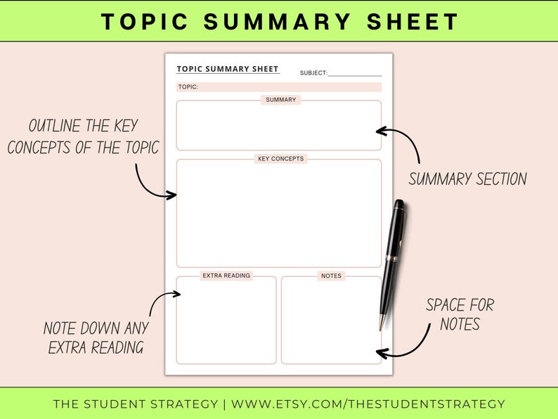 Summary Template Bundle for Students | Revision Sheets | Chapter ...