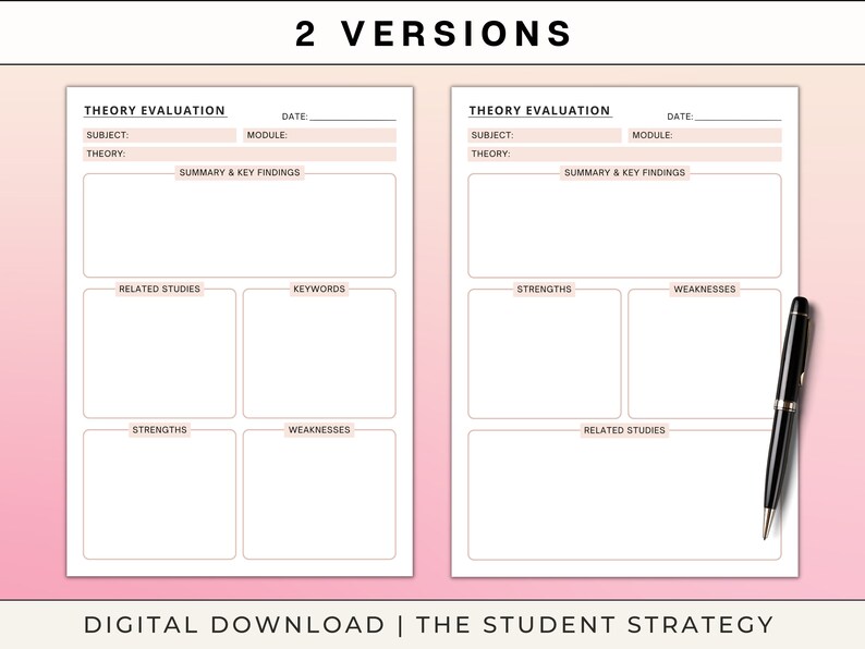 Simple Theory Evaluation Revision Sheet | Printable Revision Summary ...
